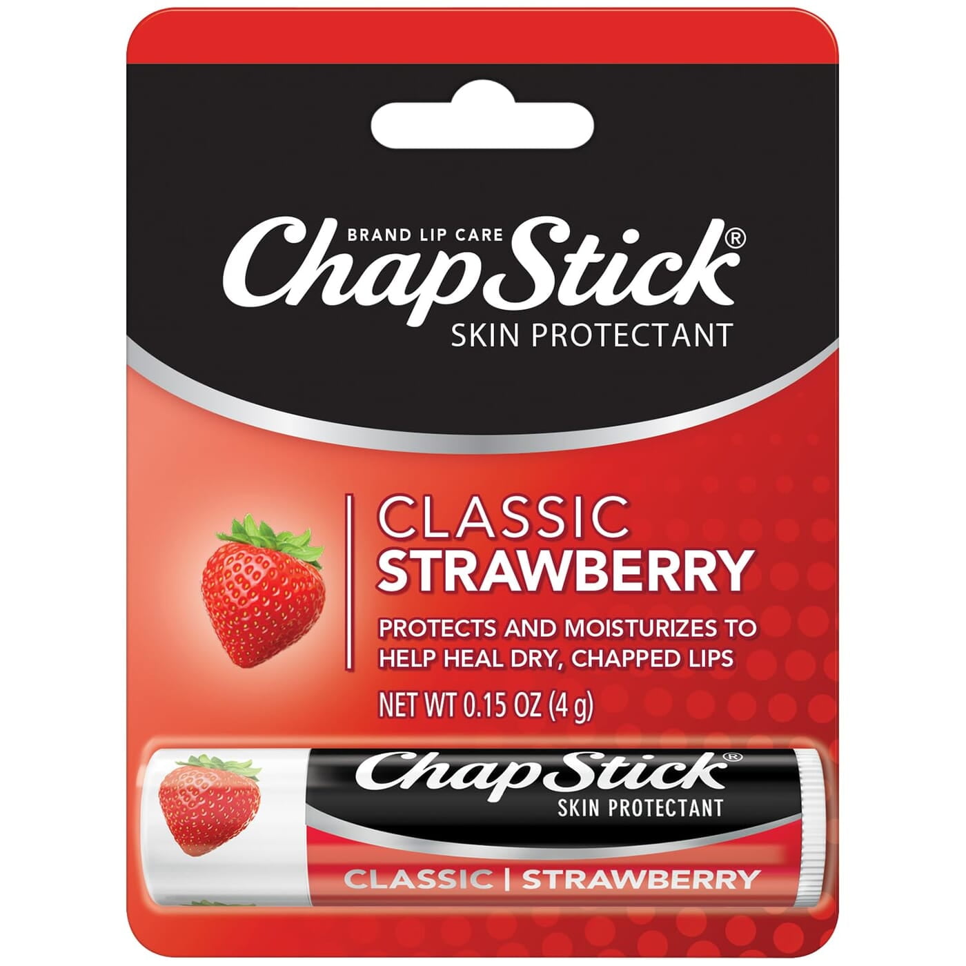 Chapstick Lip Balm Strawberry – 1 Ct Blister for Soft, Moisturized Lips
